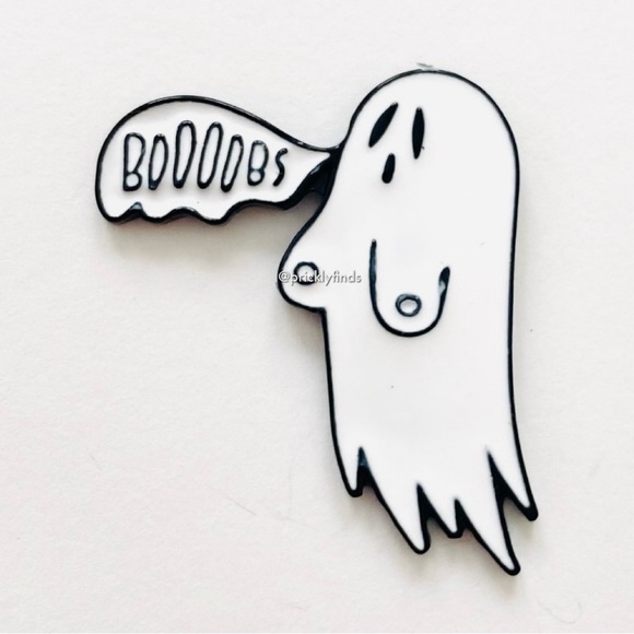 pricklyfinds | Jewelry | 84 Spooky Ghost With Boooobs Enamel Pin | Poshmark